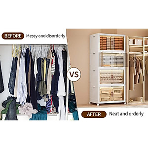 JH Spracely 5 Layer 203 Gallon Collapsible Storage Bins with Lids and Wheels, Large Stackable Plastic Organizer Bins for Closet and Office, Folding Storage Boxes with Open Front Door,for 8+ Years