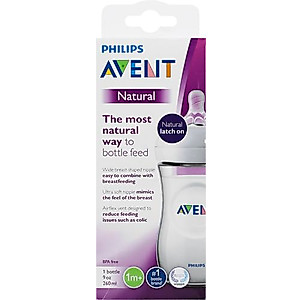 Philips AVENT Natural Baby Bottle, Clear, 9oz, 2pk, SCF013/27