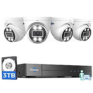 【121° Wide Angle+Spotlight Alarm】 Hiseeu 8MP 4K PoE Security Camera System,PoE Camera System 16CH Expandable,w/5MP Home Security Cameras,Human/Vehicle Detect,2-Way Audio,24/7 Recording,3TB HDD