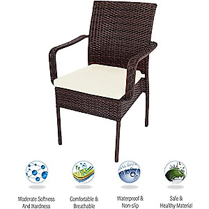 Uheng 4 Pack Patio Outdoor Chair Cushions with Ties, Seat Pads Mat, Waterproof Removable Cover, Comfort Memory Foam Nonslip for Garden Deck Picnic Beach Pool -18" X 18"(Beige)