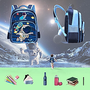 YUNYINIE Travel Backpack for School, Kids Backpack Boys Girls, Space Astronaut Preschool Backpack School Supplies for Kids, 16.5Inch