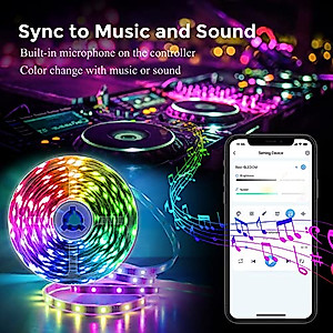 QZYL LED Lights for Bedroom 100 FT(4 Rolls), LED Strip Lights with App Control, Sync to Music 5050 RGB LED Lights with 44 Keys IR Remote, LED Lights for Room Party Home Decorations