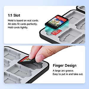 JINGDU 24-Slot Switch Game Case for Nintendo Switch Games & Micro SD Cards, Hard Shell, Soft Lining, [Shockproof, Portable], The Switch Game Holder Suitable for NS, Lite & OLED Games, Not Touch