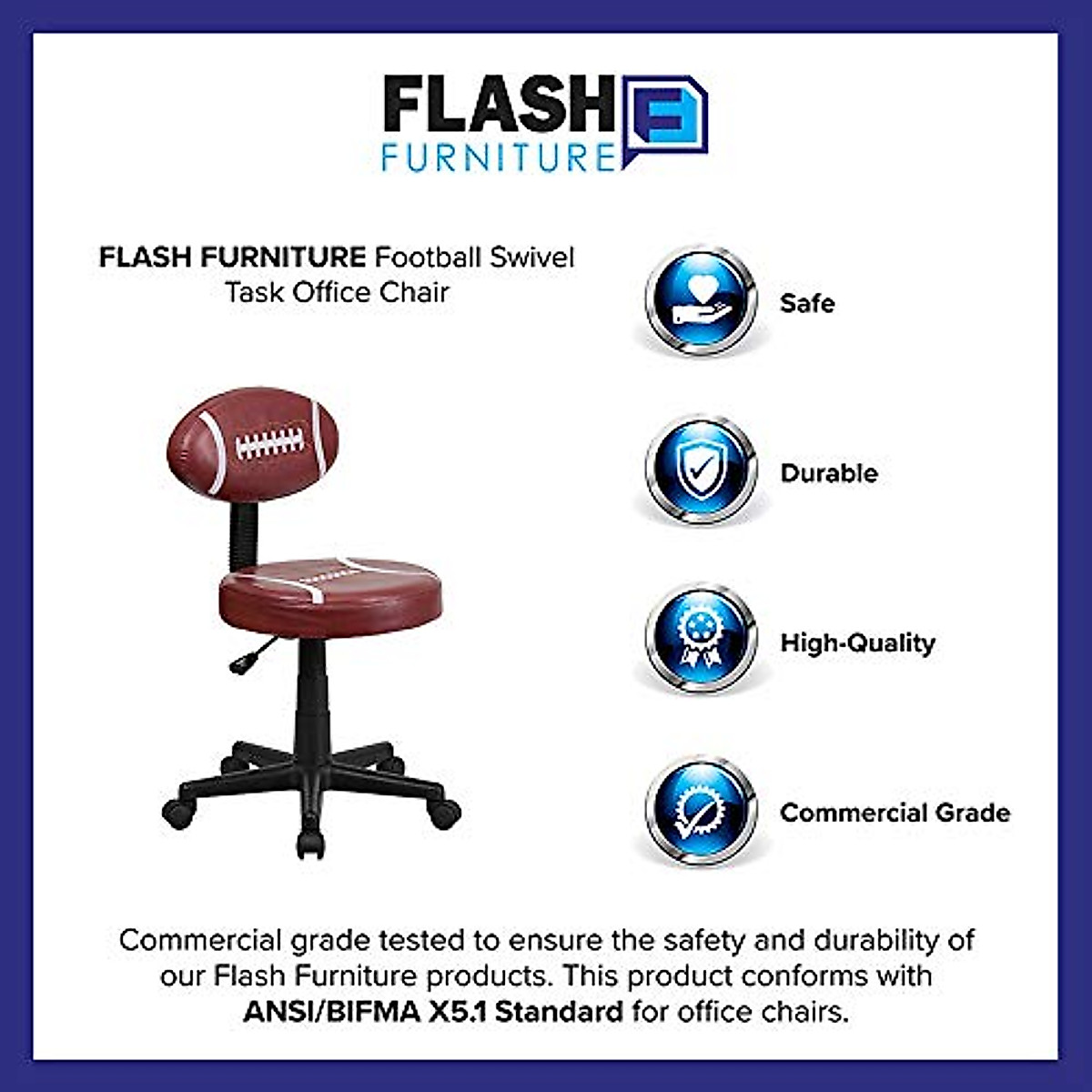 Flash Furniture Preston Football Swivel Task Office Chair