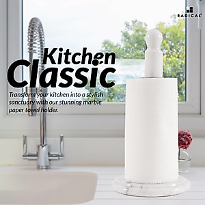 RADICALn Paper Towel Holder White Handmade Marble Kitchen Towels Rack Paper Roll Holder with Stand - Wrapping Paper Holder Towel - Hand Towel Rack Holder