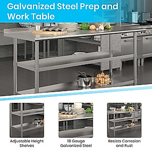 Flash Furniture Randolph Stainless Steel 18 Gauge Work Table with 1.5" Backsplash and 2 Undershelves - 60"W x 24"D x 36"H, NSF