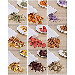 Larzack 100pcs Kraft Bags with Window 3.5x5.5 Inches White Reusable Sealable Zip Lock Food Storage Stand up Paper Pouches for Home or Business