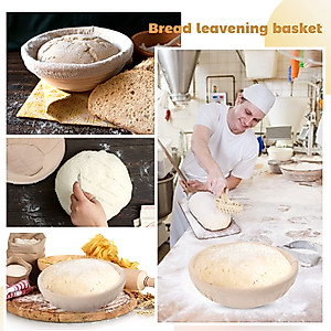 5 Pieces 8.5 Inch Banneton Bread Proofing Basket Round Sourdough Proofing Basket Banneton Basket Dough Proofing Bowl with Liners and Scatters for Home Making Bread Bakers Baking
