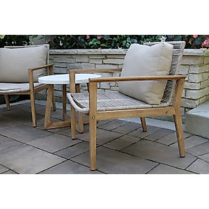 Outdoor Interiors Wheat Rope & Antique Wash Eucalyptus Lounge Chair, Set of 2