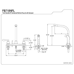 Kingston Brass FB718NFL NuWave French 8" Centerset Kitchen Faucet, 7 Inch in Spout Reach, Brushed Nickel