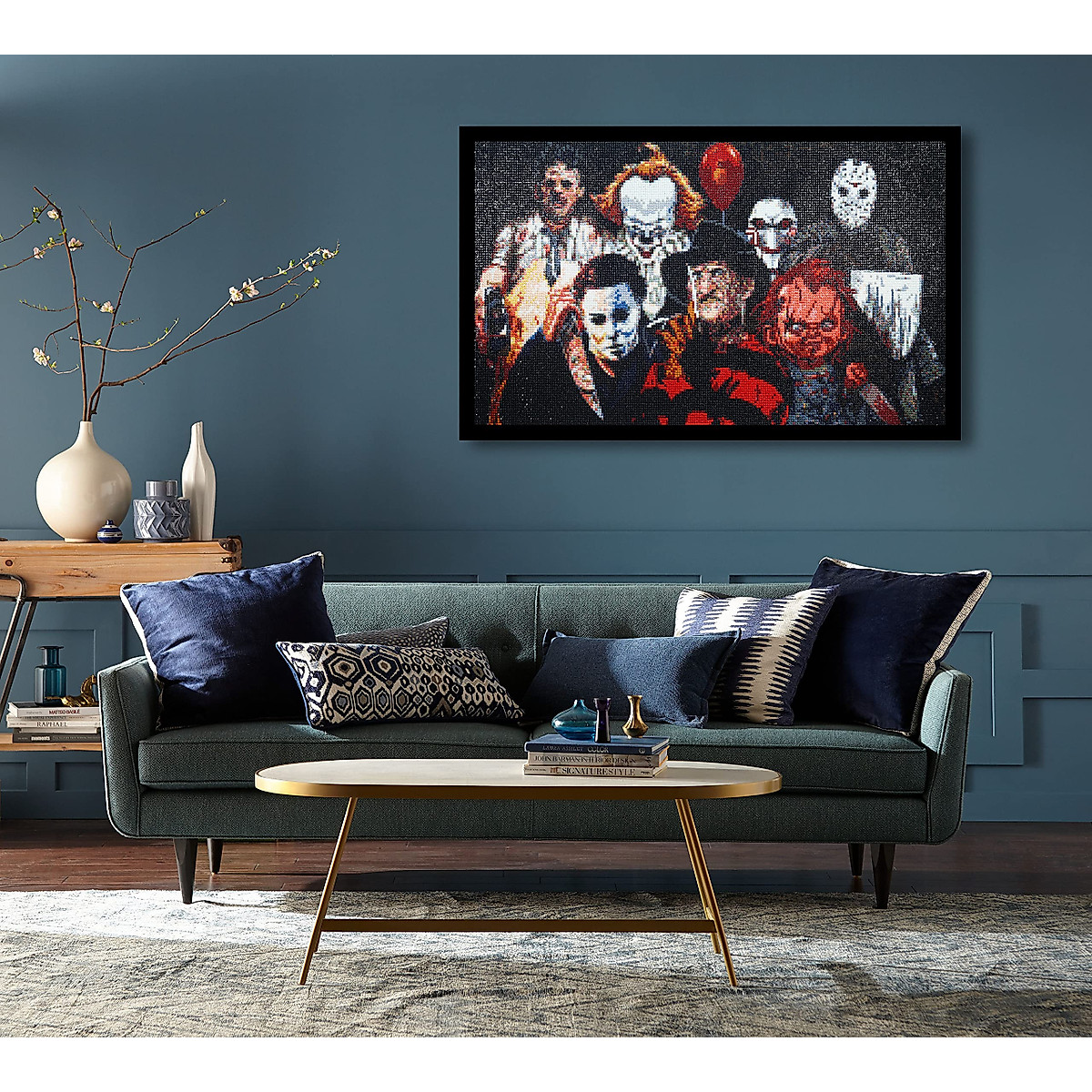 KYOQFVN Halloween Diamond Painting Kits for Adults,5D Full Round Diamond Halloween Clown Diamond Art Kit, Large Dots Diamond Painting for Beginners, DIY Beads for Home Wall Decor, 27.5" x 15"