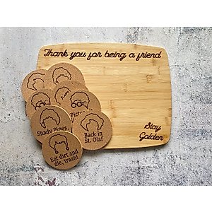 Lrg Golden Girls Gift Set, Cutting Board, Utensil and Coaster Set, Custom Engraved Funny Set, Gift Idea, Thank You For Being A Friend