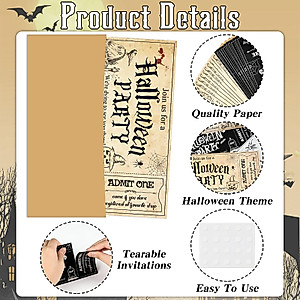 gisgfim 80PCS Halloween Party Invitations with Envelopes Vintage Halloween Fill In Black Invites Scary Skull Invitations Horror Halloween Party Ticket Invitations for Birthday Baby Shower Supplies