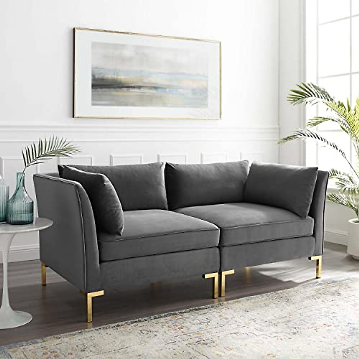 Modway Ardent Performance Velvet Loveseat, Gray