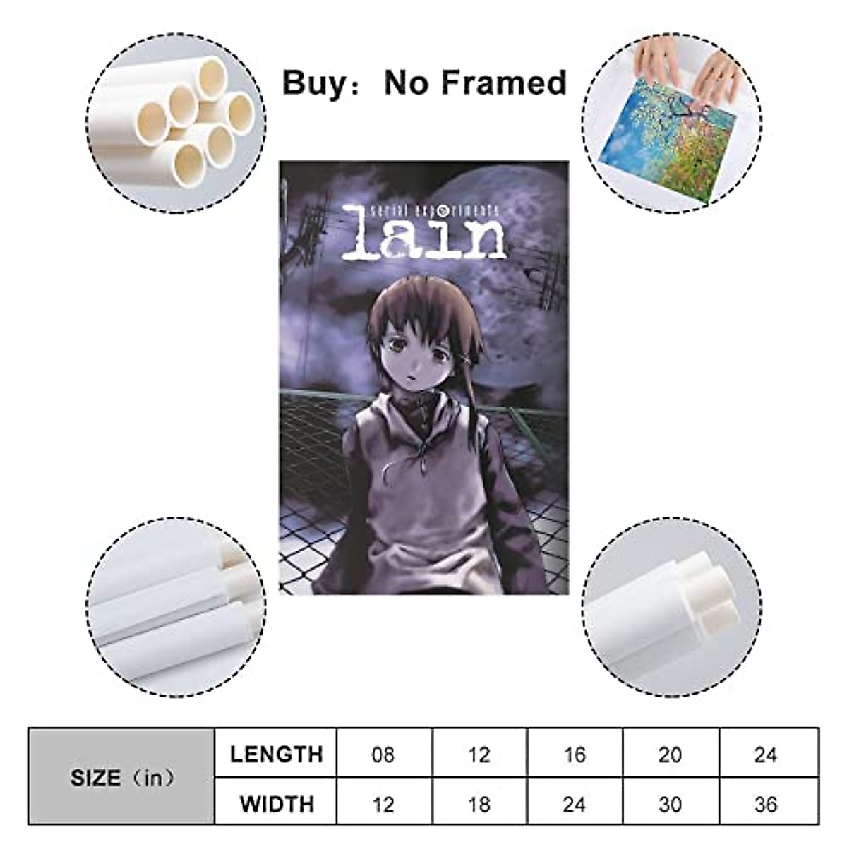 CAON Serial Experiments Lain Anime Poster Canvas Wall Art 90S Room Aesthetic Posters 12x18inch(30x45cm)