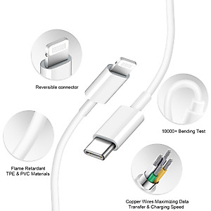 i Phone Fast Charger USB-C to Lightning Cable [2-Pack] Long Fast Charging Syncing Cords (6Ft) Compatible with 13/12 Pro Max,Mini,13/12/11 Pro/XR/XS Max,iPad
