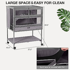 MEDEHOO Guinea Pig Cage, Moveable Metal Frame Hamster Cage Anti-Chewing with Aluminium Alloy Edge, Hideouts, Ramps, Seesaws Chewing Toy, Deeper Pull-Out Leakproof Tray for Indoor Outdoor