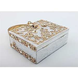 Tngan Women Evening Clutch Acrylic Square Box Bag with Rhinestones Shoulder Bag Crossbody Bag Handbag, White
