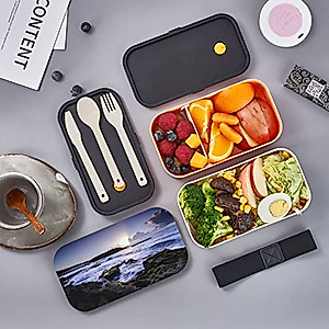 KOOLR Puerto Rico Beach Print Bento Box Adult Lunch Box With 2 Compartments Stackable For Work Picnic Leak Proof Bento Box