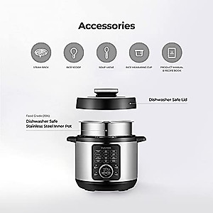 Cuckoo CMC-ZSN601F 8-in-1 Electric Pressure Cooker, Slow Cooker, Sauté, Steamer, Warmer, Sous Vide, 20 Menu Options, Stainless Steel Inner Pot, 6 QT, Black