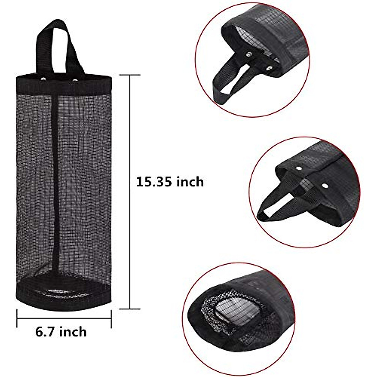 Plastic Bag Holder, Hanging Folding Mesh Garbage Bag for Home and Kitchen Plastic Bag Storage (Black 2 Pack)