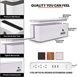 DMoose Large Cable Management Box - Cord Organizer Box to Hide Power Strips - Cable Organizer Box for Surge Protector - Safe ABS Material - 15.7" (L) x 6.1" (W) 5.3" (H) – XL (White)