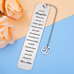 Daughter Gifts Bookmark from Mom Stepmom Christmas Birthday Valentines Day Graduation Mothers Day Gifts for Women Daughter Girl Inspirational Bookmark 8th Grade Teenage Girls Back to School Gifts