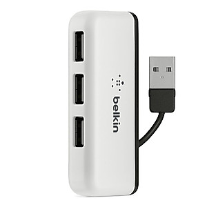 Belkin Travel 4-Port USB 2.0 Hub with Built-In Cable Management (White)
