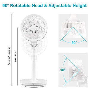 Yescom Pedestal Air Circulator Fan with 90° Oscillation Adjustable Height & Remote Control Quiet 3 Wind Speed Oscillating Fan Home Bedroom White