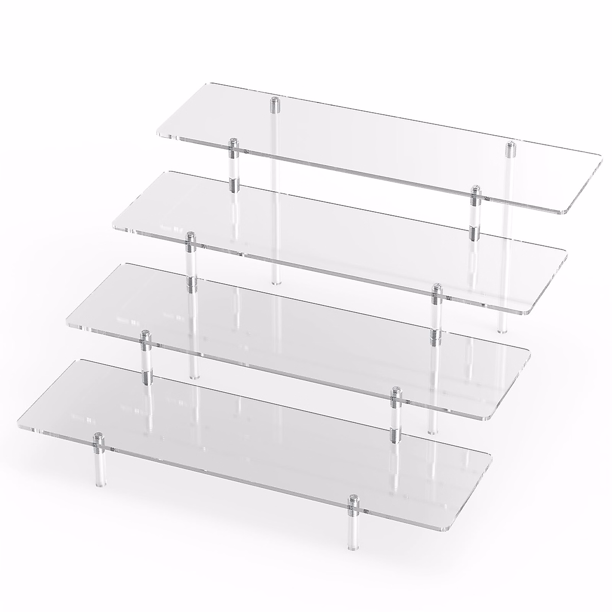 Acrylic Display Riser Stand Shelf Clear 4 Tier Cupcake Stand Perfume Display Holder Figures Desktop Decoration and Organizer Showcase Toys Retail Display Rack Candy Dessert Buffet 4 Step Collection (1 PACK)