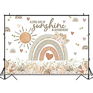 Avezano Boho Rainbow Baby Shower Backdrop Pampas Grass Boho Party Photography Background for Girl's Rainbow Sunshine Baby Shower Decoration Photoshoot (7x5ft)
