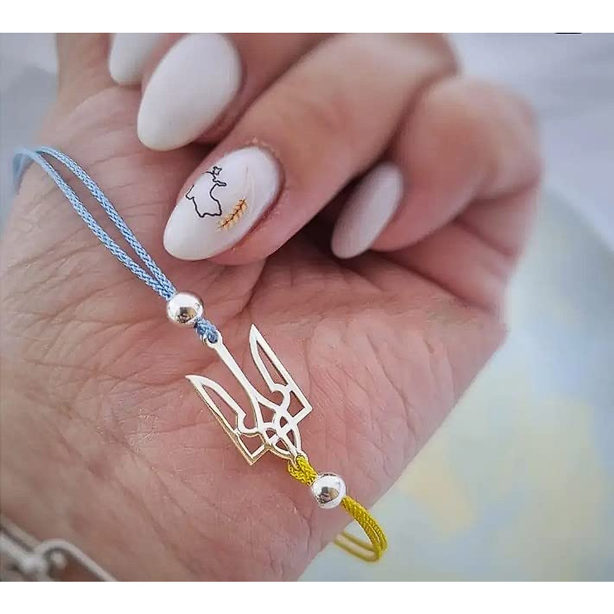 Tryzub Ukrainian bracelet 925 Sterling Silver Ukraine Flag National Emblem of Ukraine Unisex Link Bracelet 925 for Women Men Handmade in Ukraine