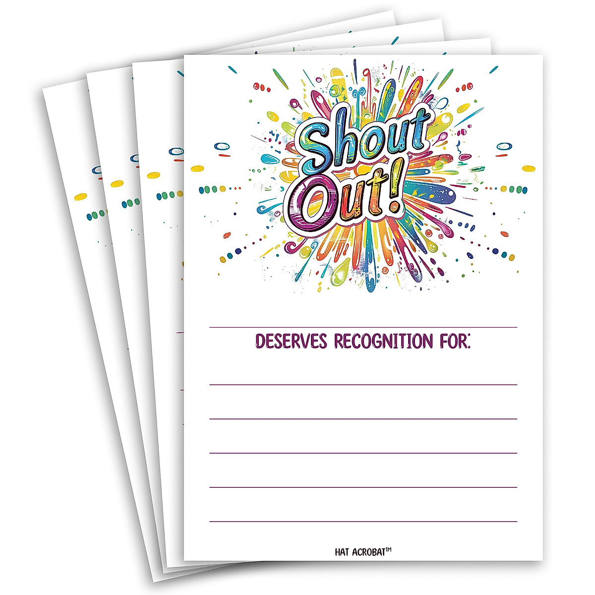 Hat Acrobat 50 Shout Out Cards - Recognition Cards for Employees - Encouragement Cards for Public Service Recognition Week, Employee Appreciation Day or Teacher Appreciation Postcards (Splash)