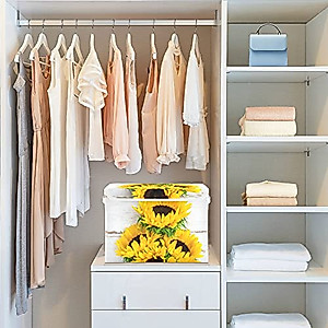 innewgogo Sunflowers Storage Bins with Lids for Organizing Foldable Storage Box With Lid with Handles Oxford Cloth Storage Cube Box for Books