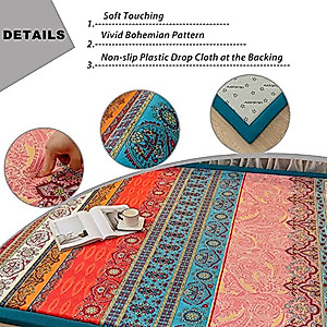 MAXYOYO Bohemian Style Area Rug Living Room Carpet, Thick Memory Foam Tatami Mat Japanese Carpet with Non-Slip Backing, 4.9 ft x 6.6 ft Large Floor Rug Mat for Bedroom