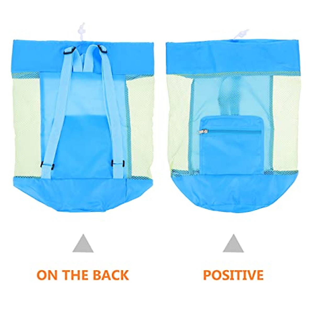 KONTONTY 1 PC Mesh Cinch Backpack Folding Backpack Beach Toy Bag Mesh Children Toys Holder Beach Toys Beach Toy Mesh Bag Drawstring Backpack for Sand Toy Backpack Mesh Bags Nylon Blue