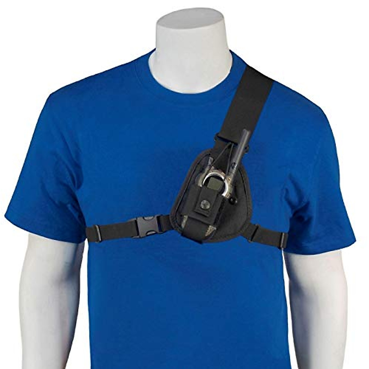 RCH-103 Radio Chest Harness Shoulder Radio Holster Chest Pack an Adjustable Depth Radio Pouch for Small Motorola Talk About Two-Way Radios and Walkie Talkies. Made in USA by Holsterguy.