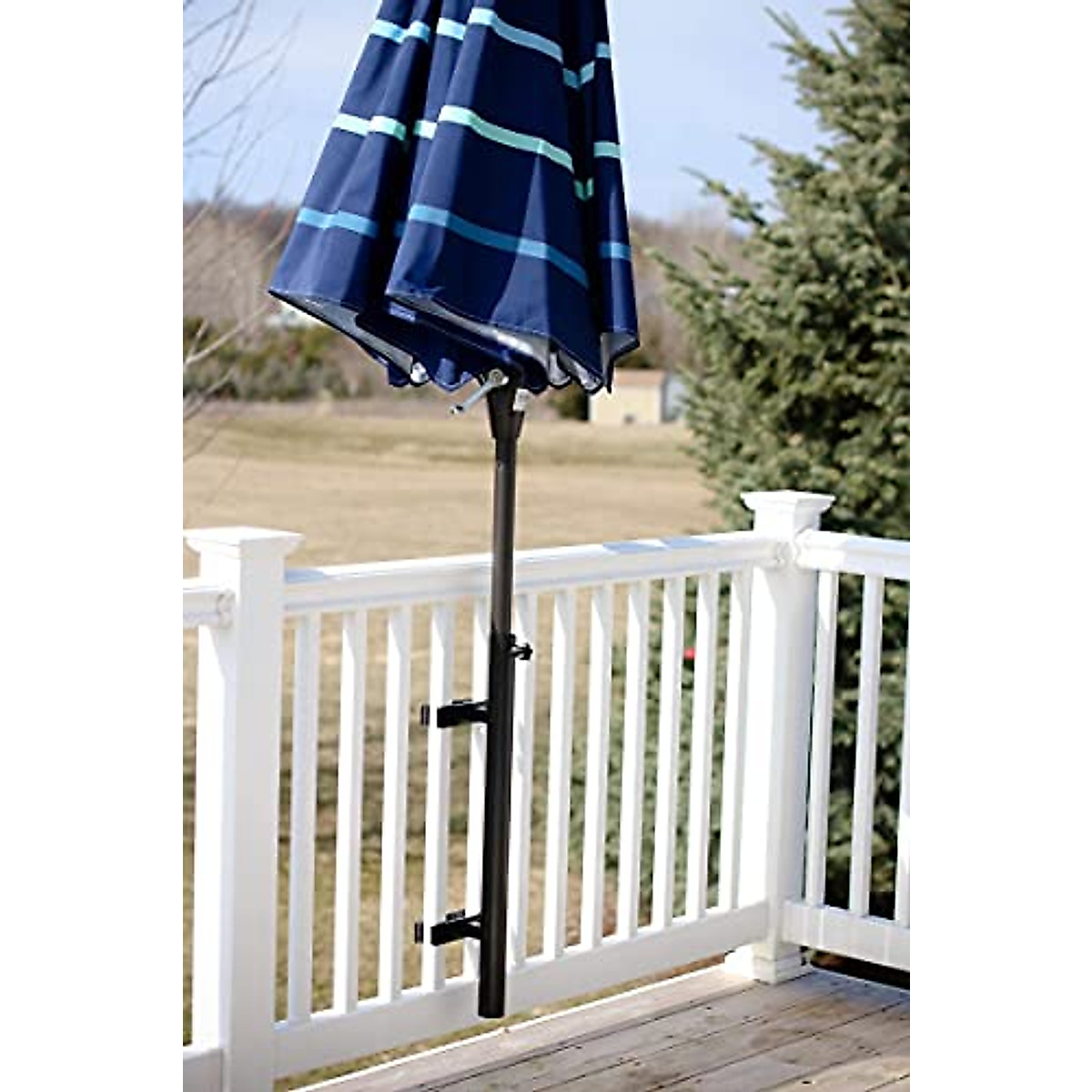 LOVE YOUR DECK | Patio Umbrella Holder | Outdoor Umbrella Base and Mount | Attaches to Railing Maximizing Patio Space and Shade