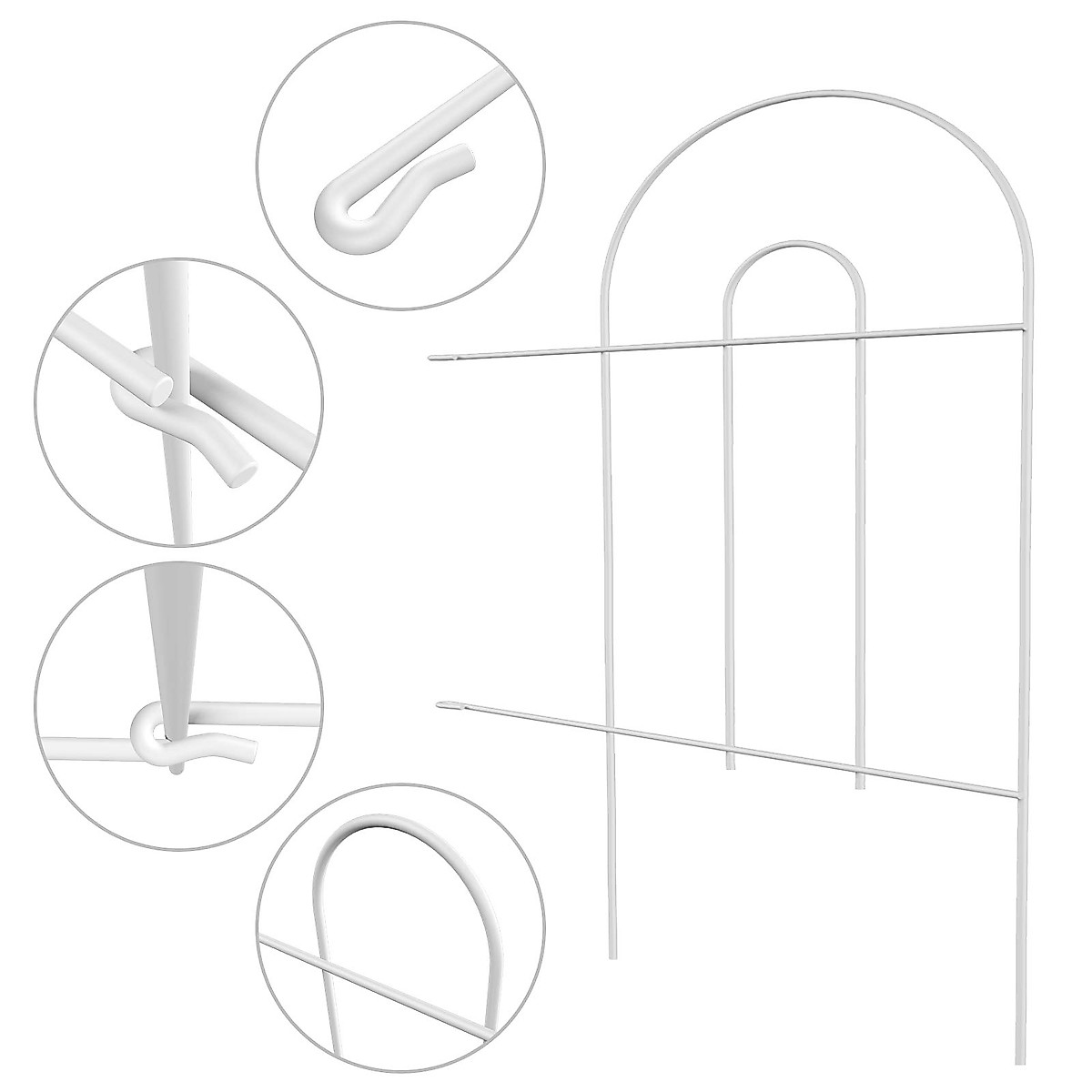 AMAGABELI GARDEN & HOME 35 panels Decorative Garden Fences and Borders for Dogs 18in(H)×50ft(L) No Dig Metal Fence Panel Garden Edging Border Fence For Animal Barrier Fencing for Flower Bed Yard White