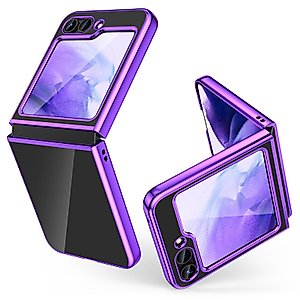 MILPROX Compatible for Galaxy Z Flip 5 Case (2023), Slim Hard Cover Luxury Electroplated Edge, Ultra Thin Shockproof Bumper Folding Gel Shell Protector for Samsung Galaxy Z Flip 5 Case-Purple