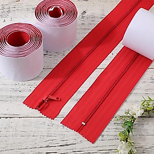 4pcs Dust Barrier Zipper, 7ft x 3in Self-Adhesive Tarp Double Zipper Instant Door Dust Protection with Plastic Sheeting Cutter Construction Plastic Zip Wall Accessories (Red)