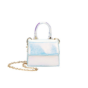 Olivia Miller Women's Faux Crocodile Leather Ivory Iridescent Mini Shoulder Bag Crossbody Purse Handbag