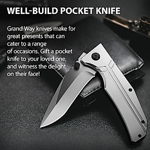 3.5" Blade Pocket Knife - Sharp Folding Knives for Men Women - Tactical Survival Camping Hunting Knofe - Gray EDC Knife with Pocket Clip - Gift for Men - Stocking Stuffers 140106