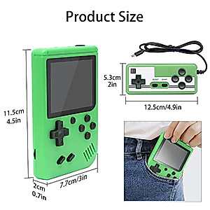 LARSEBEI Retro Handheld Game Console, 3.0-Inch Portable Video Game Console for Kids with 800 Classical FC Games，1020mAh Rechargeable Battery，Supports Two Players and Connects to TV (Green)
