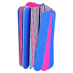 Wobe 100 pcs Disposable Nail Files Double Sided Emery Boards Manicure Tools, Blue and Pink Nail Buffering Files Emery Boards Pedicure Tools Set Home or Professional Beauty Care