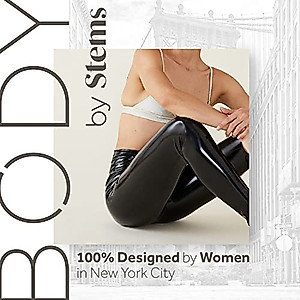 Body By Stems Black Leather Latex Leggings Women - High-Waisted Pleather Pants for Women - Sexy and Stylish Pleather Leggings