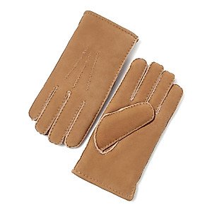 YISEVEN Women's Merino Rugged Sheepskin Shearling Leather Gloves Mittens Sherpa Fur Cuff Thick Wool Lined and Heated Warm for Winter Cold Weather Dress Driving Work New Year Gifts, Camel Medium