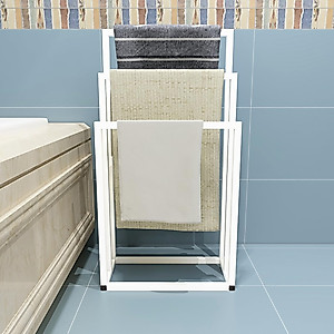 JINS&VICO 3 Tiers Metal Freestanding Towel Rack,Modern Style Hand Towel Holder,Bathroom Shelves for Bathroom Toilet Bedroom Washroom Shower Room Kitchen Pool etc,White