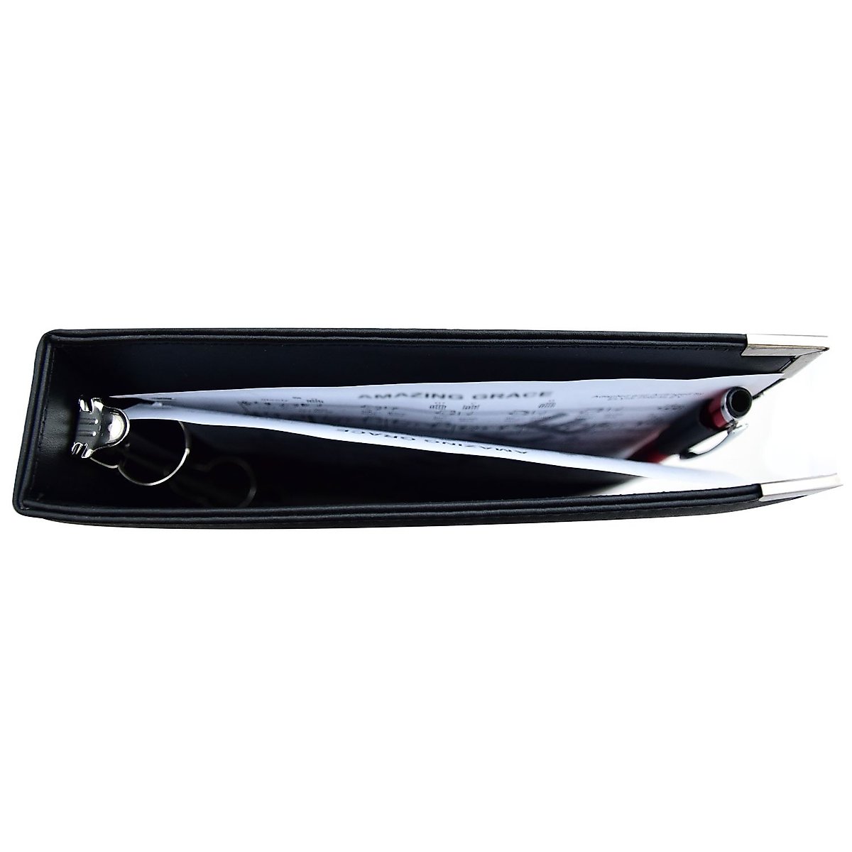 MSP Large Music Sheet Piano Folder 10" x 13.5" with Handle and 3 Rings Binder Large (220-Black) (Music Folder with Handle & Strap)