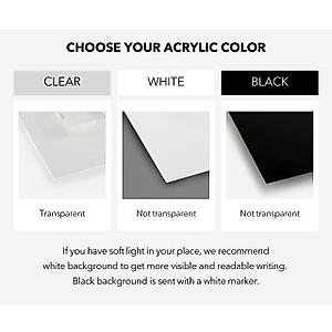 Blank Acrylic Dry Erase Board - Personalized Calendar 2024, Clear Plaque for Wall, Personalized Calendar, Personalized Clear Wall Calendar, Writing Board with Standoffs